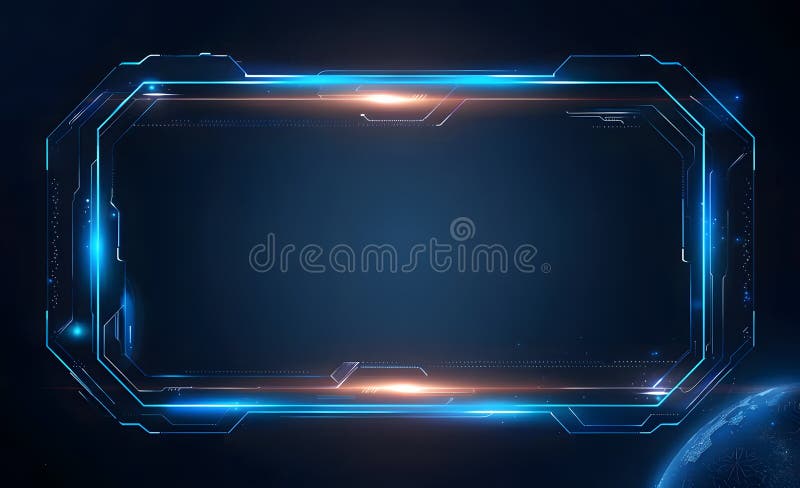 Blue Glowing Rectangle Frame with Technology Background Stock ...