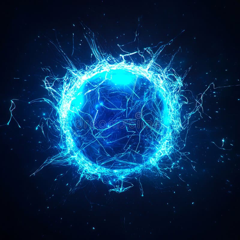 A Blue Glowing Sphere of Light on a Black Background Stock Image ...