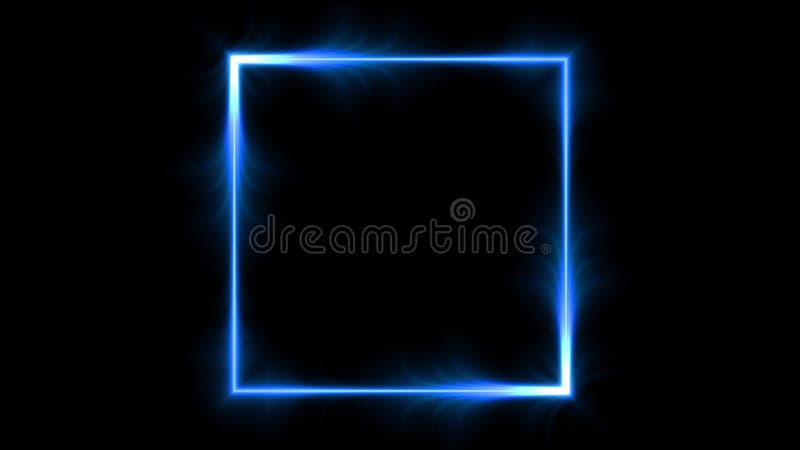 A Blue Glowing Square Frame on a Dark Background. an Animated Frame ...
