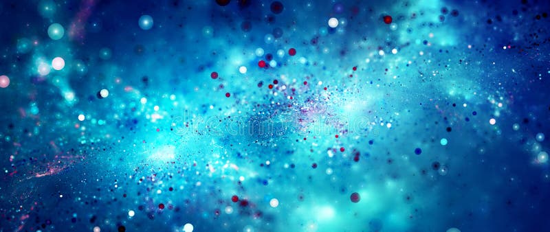 Blue Glowing Starfield with Bokeh Widescreen Background Stock ...