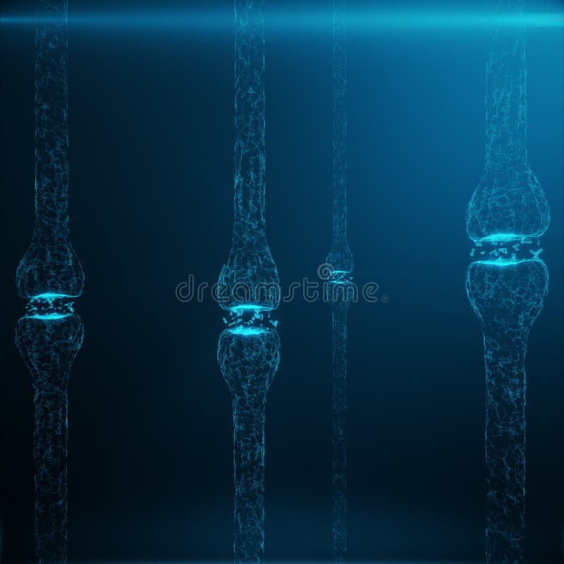 Blue Glowing Synapse. Artificial Neuron in Concept of Artificial ...
