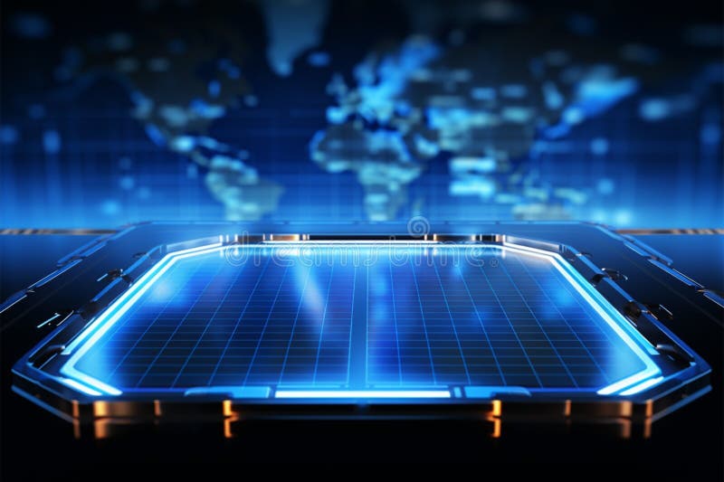 Blue Glowing Tech a Futuristic Abstract Background Stock Illustration ...