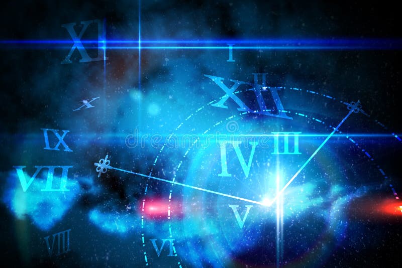 Blue Glowing Technology Design with Clock Stock Illustration ...