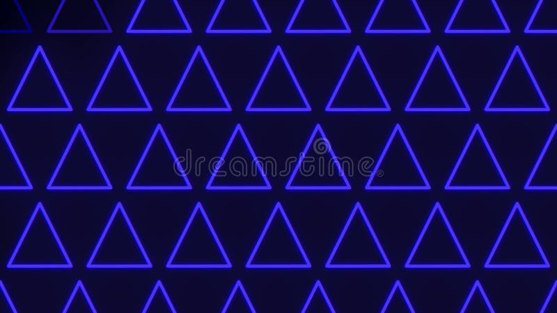 Blue Glowing Triangles in Symmetrical Pattern on Black Background Stock ...