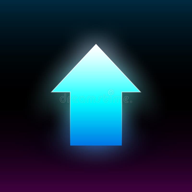 Blue Glowing Up Arrow. Modern Glowing Direction Pointer with Vibrant ...