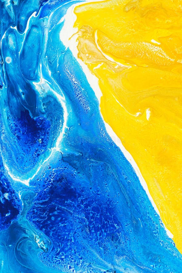 Blue with Gold Abstract Hand Painted Background, Marble Texture ...