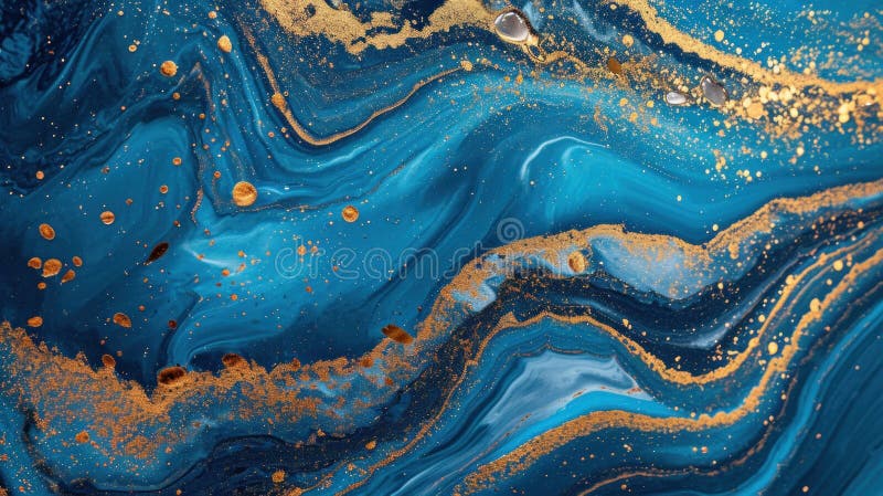 Blue and Gold Abstract Painting – Vibrant and Expressive Artwork Stock ...