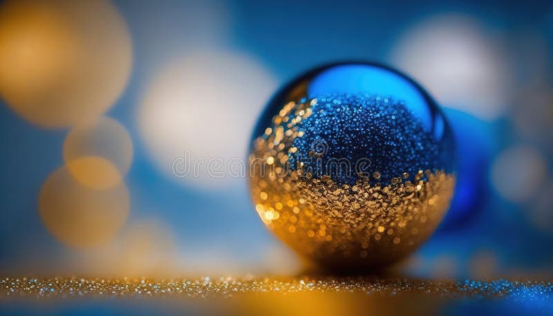 A Blue and Gold Ball Sitting on Top of a Table. Generative Ai Stock ...