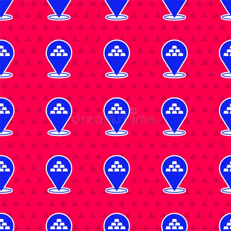 Blue Gold Bars Icon Isolated Seamless Pattern on Red Background ...