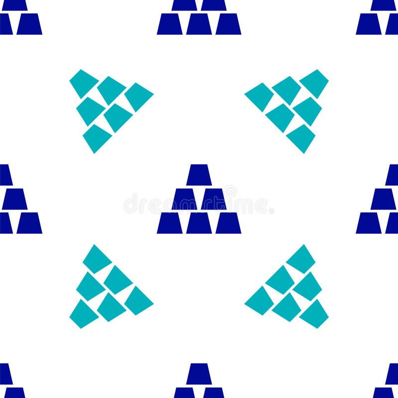 Blue Gold Bars Icon Isolated Seamless Pattern on White Background ...