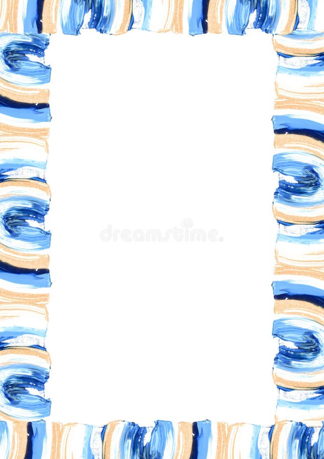 Blue and Gold Glitter Brushstroke Swash with White Arch Border. Card ...