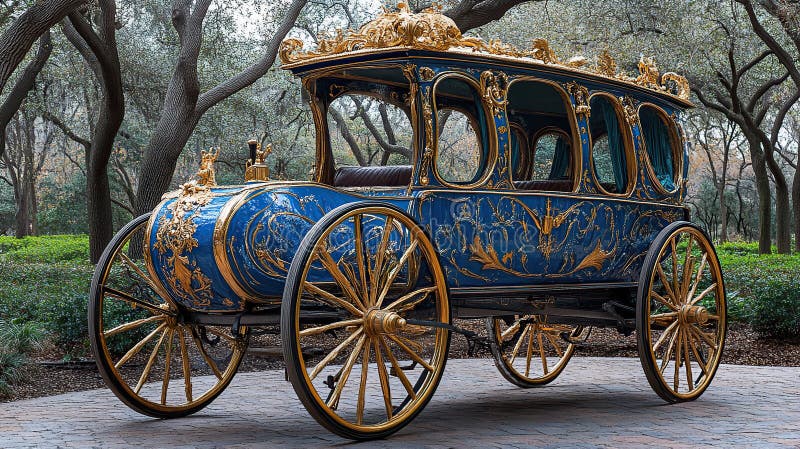 Blue Gold Carriage Park Trees Estate Luxury Stock Image - Image of ...