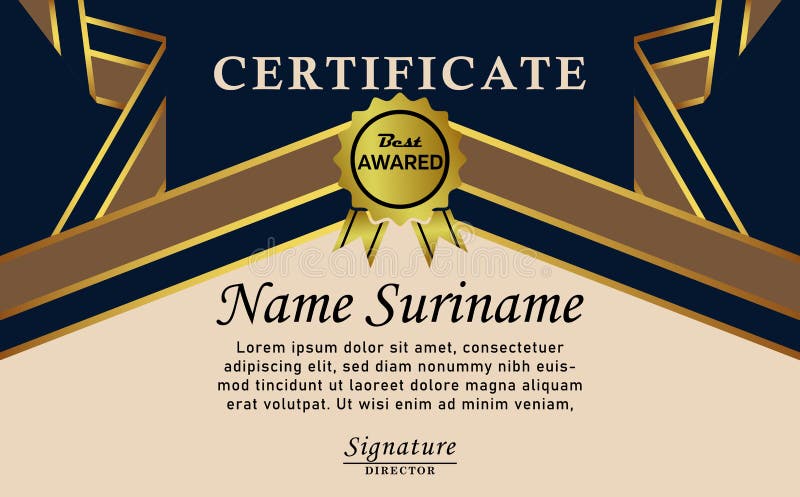 Blue Gold Color Certificate Award Design Stock Illustration ...