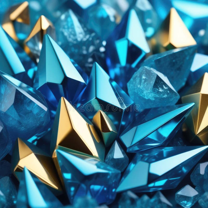 Blue and Gold Crystal Background Stock Image - Image of graphic, facet ...