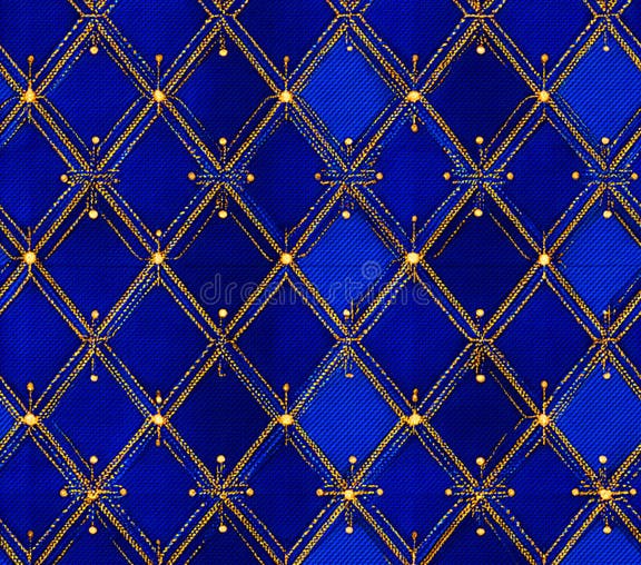Blue and Gold Diamond Pattern Textile Texture Background Fabric Design ...