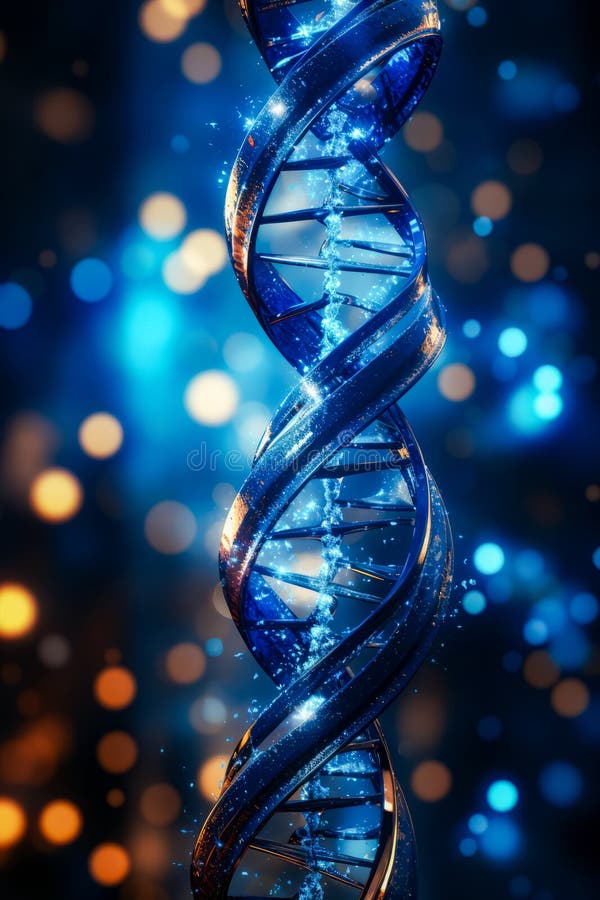 Blue and Gold Double - Stranded Structure with Lights in the Background ...