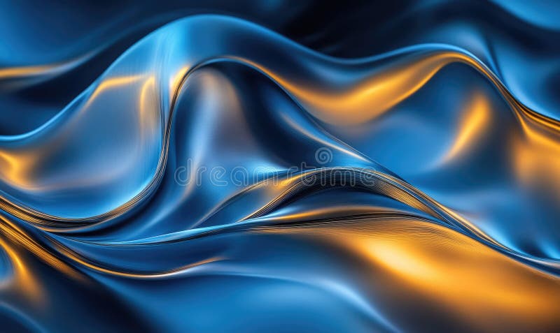 A Blue and Gold Fabric with a Wave Pattern Stock Illustration ...