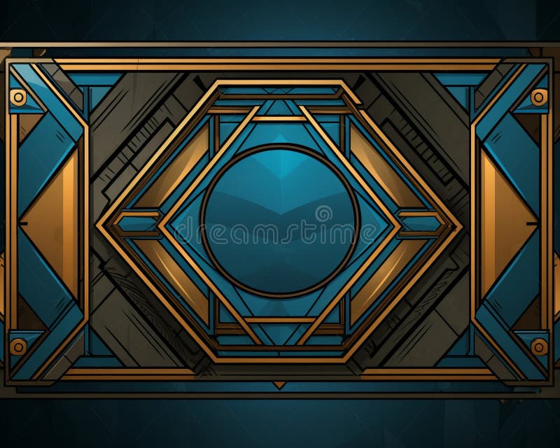 A Blue and Gold Geometric Design on a Dark Background Stock ...