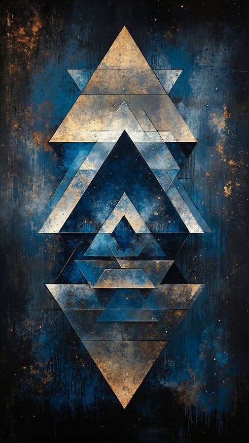 A Blue and Gold Geometric Design on a Dark Blue Background Stock Photo ...