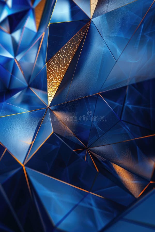 A Blue and Gold Geometric Pattern with a Shiny, Metallic Look Stock ...