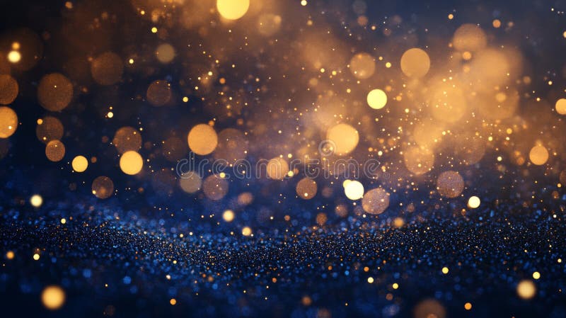 Blue and Gold Glitter Background with Sparkling Lights Stock ...