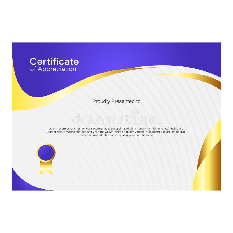 Blue and Gold Graduation Certificate Border Design Template Stock ...