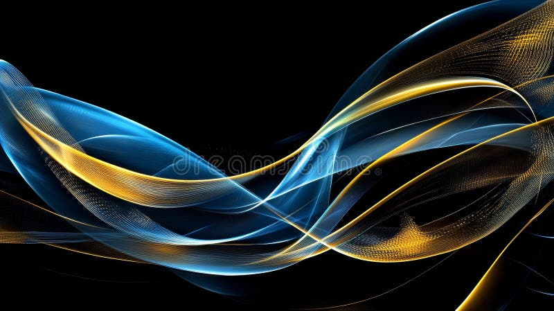 A Blue and Gold Graphic Background with Spinning Neon Toruses and a ...
