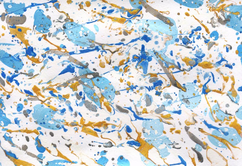 Blue, Gold, Gray and White Abstract Hand Painted Background Stock ...