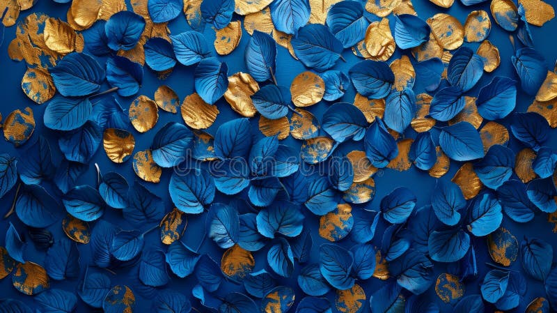 Blue and gold leaf pattern stock image. Image of style - 323062441