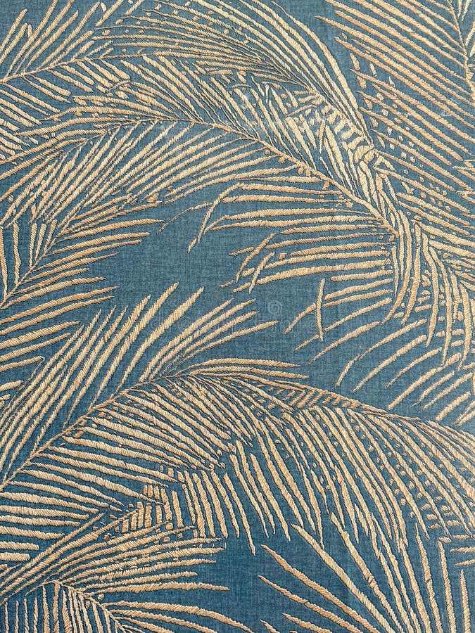 A Blue and Gold Leafy Patterned Carpet with Gold Trim Stock Image ...