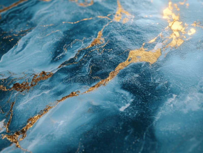 Blue and Gold Marble Surface Close Up Stock Photo - Image of geological ...