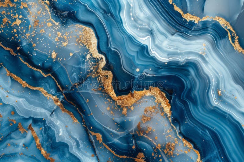 Blue and Gold Marble Texture Abstract Background Stock Image - Image of ...
