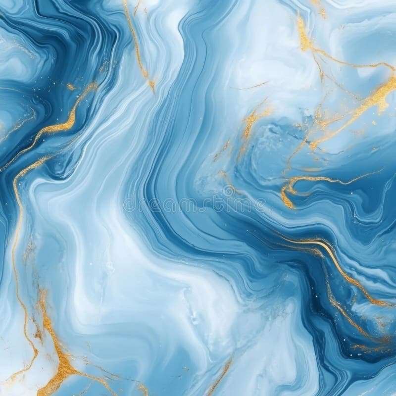Blue and Gold Marble Texture with Abstract Fluid Patterns and Swirls ...