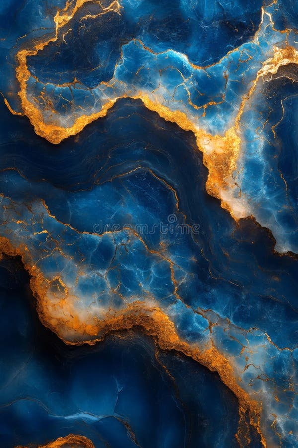 Blue Gold Marble Texture Natural Veins Vivid Contrast Stock Photos ...