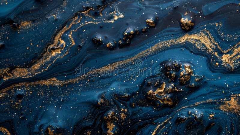 Blue and Gold Mineral Texture Background with Rainbow Stone Effect ...