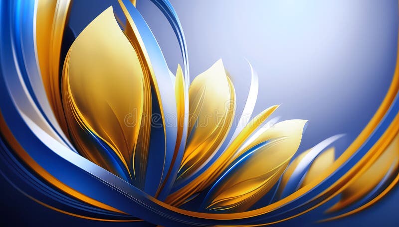 Blue and Gold Modern Composition with Floral Elements. Generative AI ...