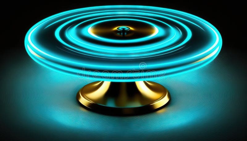 A Blue and Gold Object on a Black Surface with a Black Background Stock ...