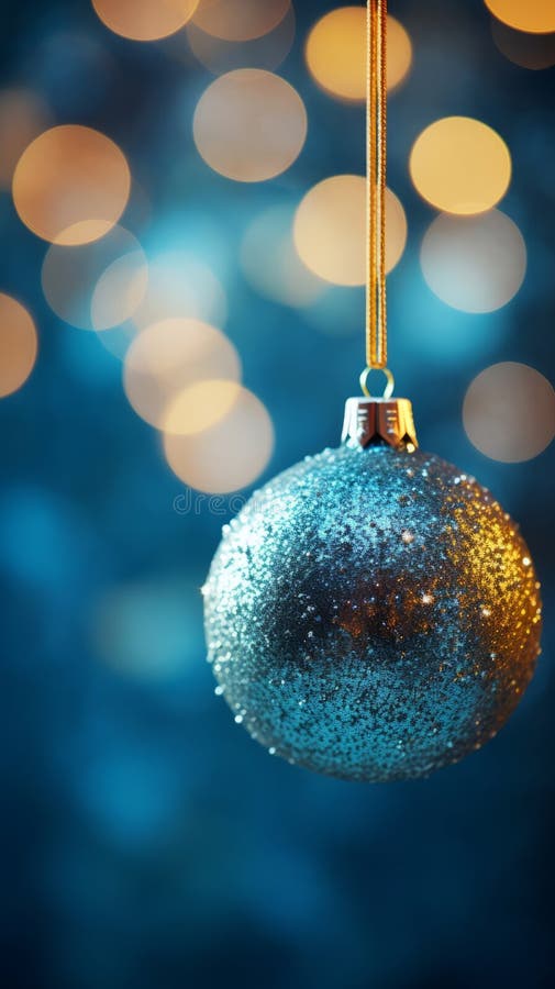 Blue and Gold Ornament Hanging from String Stock Image - Image of ...