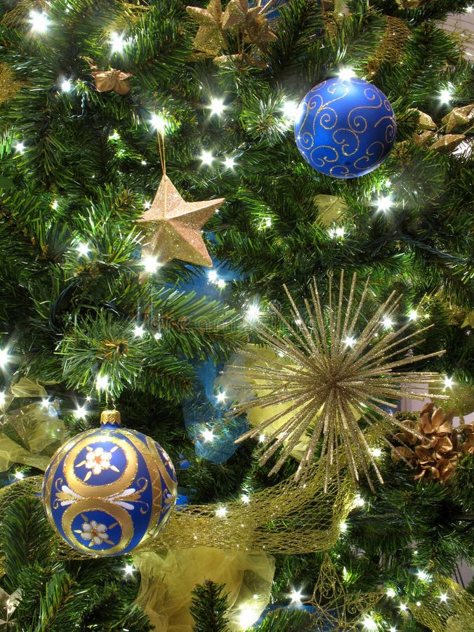 Blue and Gold Ornaments stock photo. Image of ornament - 3755312
