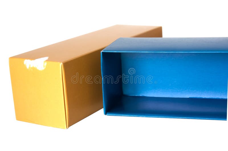 Blue and gold paper box stock image. Image of storage - 33202271