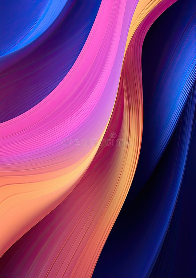 Blue Gold Pink Abstract Wave Lines Background Stock Illustration ...