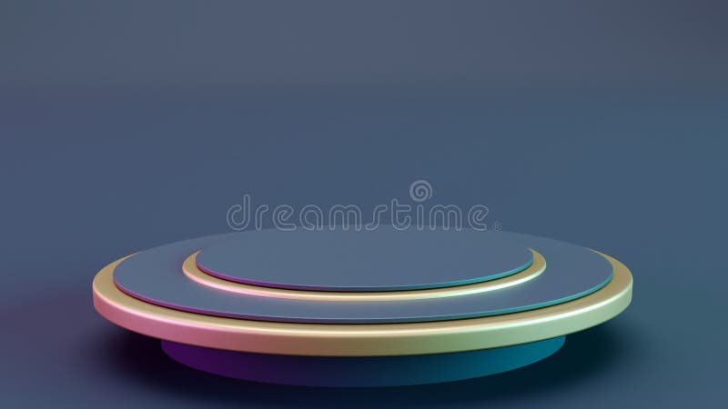 Blue and Gold Podium Mockup. Product Presentation. Stock Illustration ...