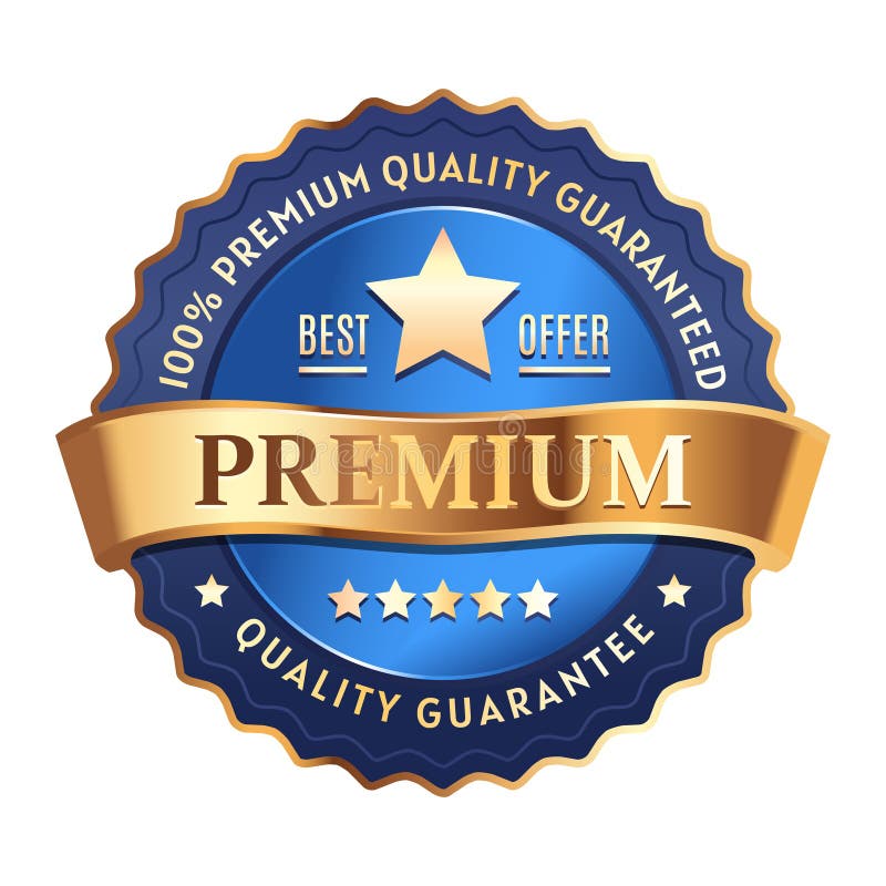 Blue and Gold Premium Quality Guarantee Badge or Seal Stock Vector ...