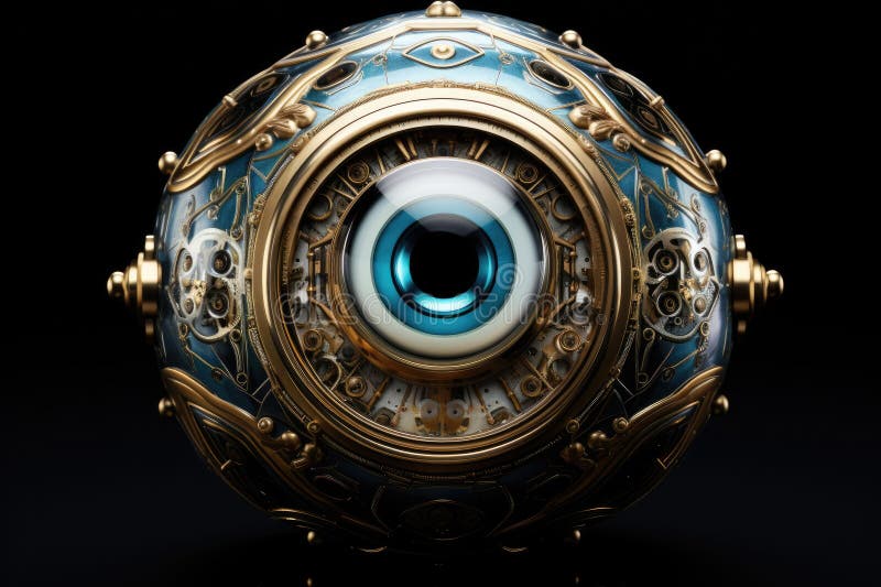 A Blue and Gold Round Object with a Blue Eye Stock Illustration ...