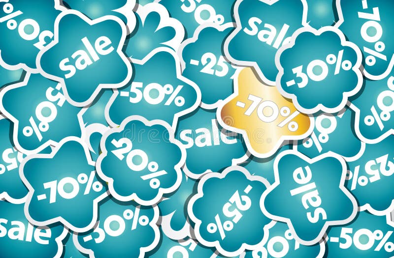 Blue and Gold Sale Stickers. Stock Vector - Illustration of promotion ...