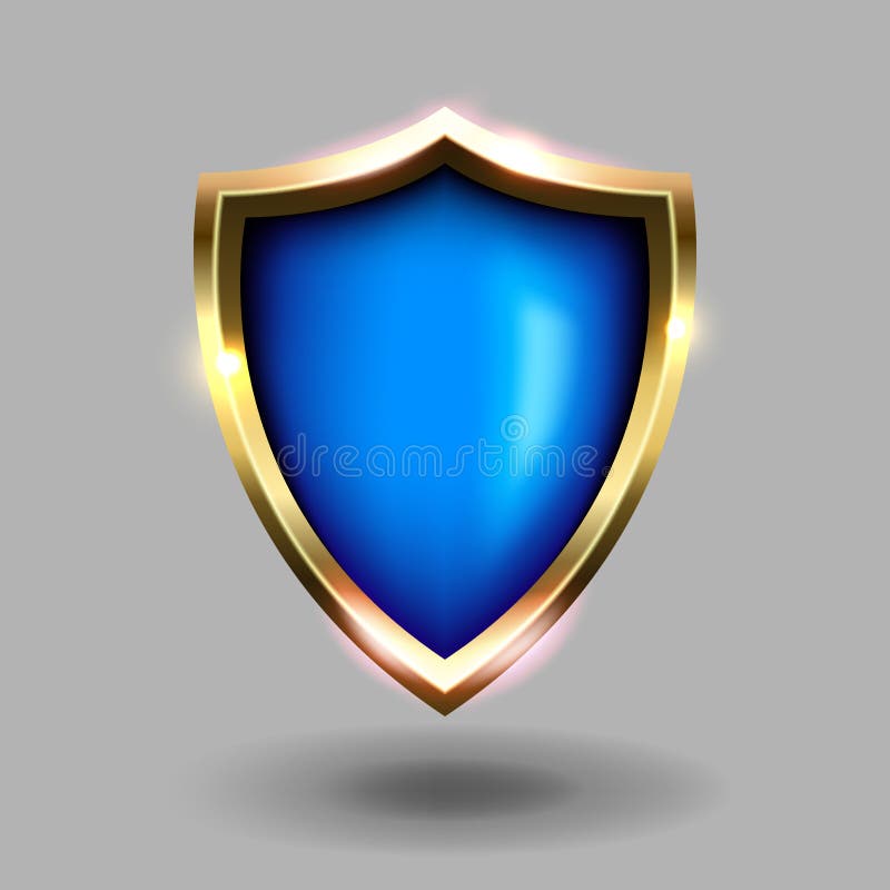 Blue and Gold Shield Icon on Grey Background. Green Coats of Arms ...
