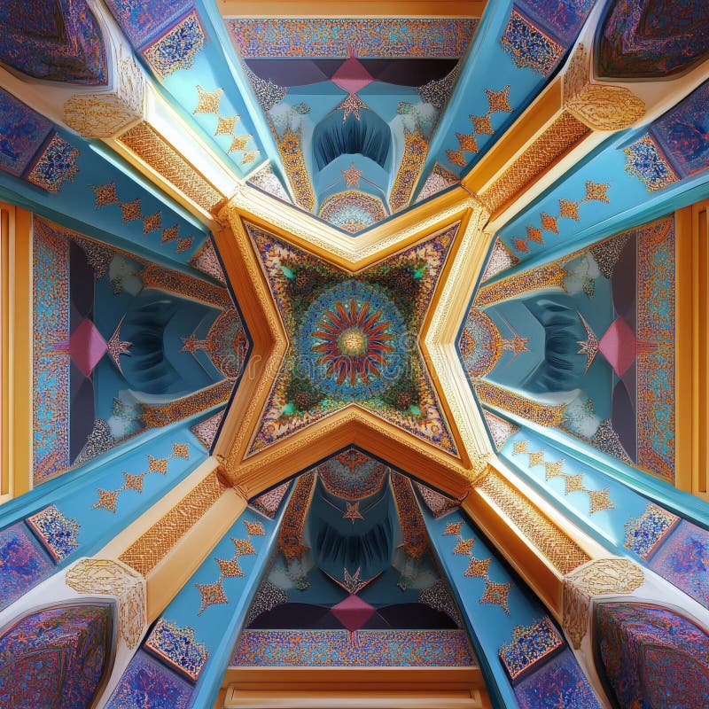 A Blue and Gold Star is on the Ceiling Stock Illustration ...