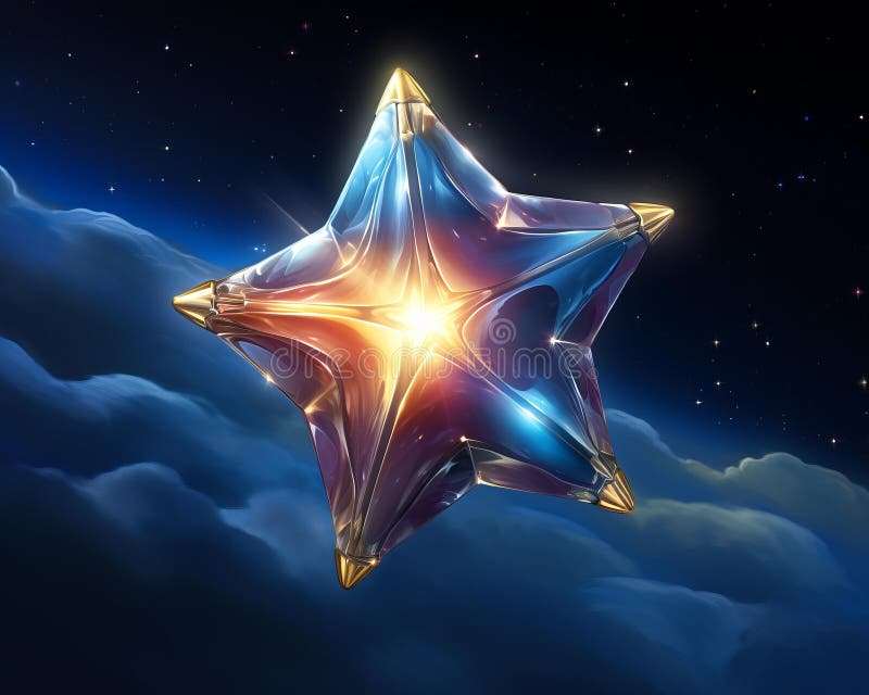 A Blue and Gold Star in the Sky Stock Illustration - Illustration of ...