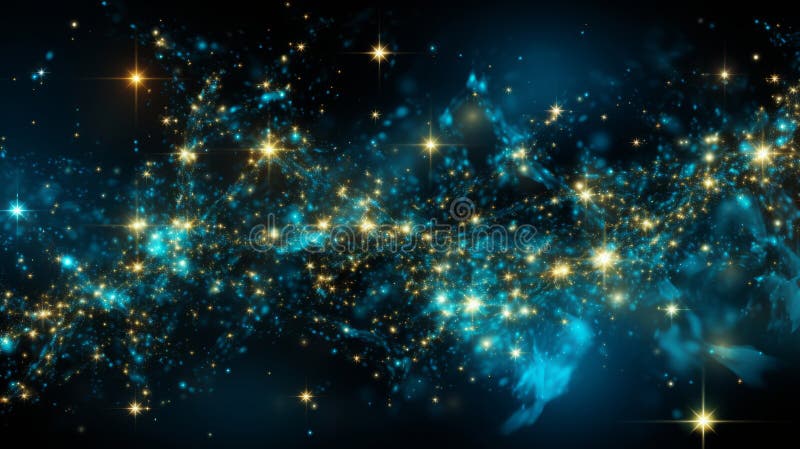 Blue and Gold Stars in the Night Sky Stock Illustration - Illustration ...