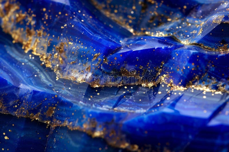 A Blue and Gold Stone with a Lot of Glitter on it Stock Photo - Image ...